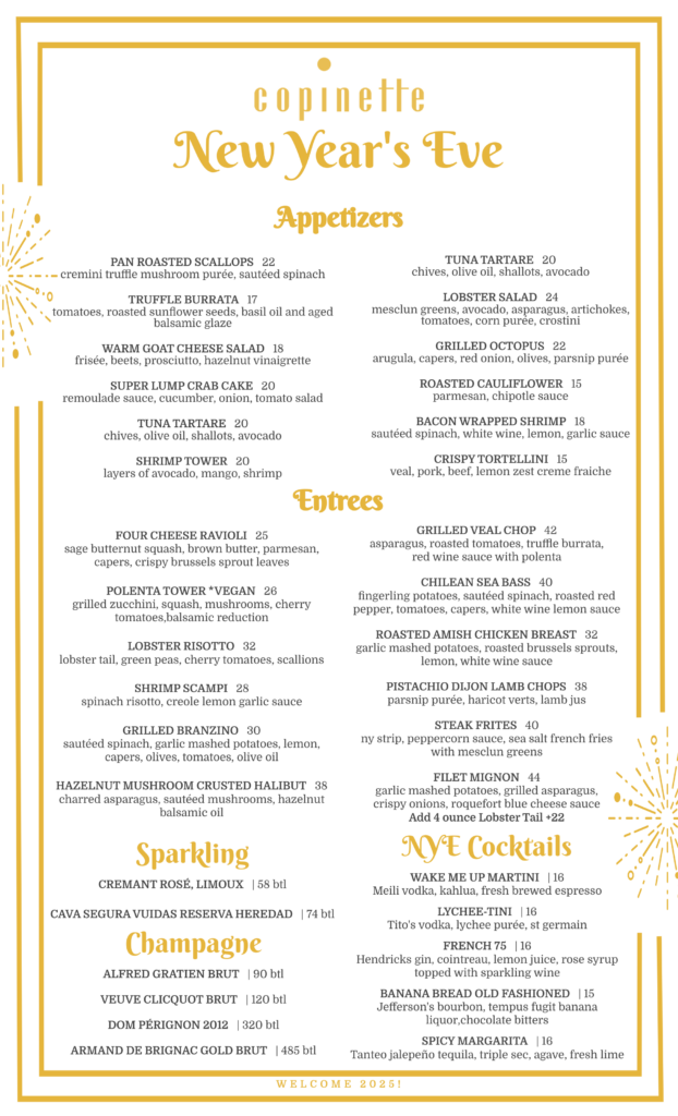 New Year's Eve at Copinette | Copinette Restaurant & Bar NYC